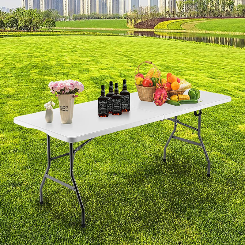 Arlmont Co. Folding Table 6Ft Portable Heavy Duty Plastic 6 Foot Folding Table Utility Foldable Table Indoor Outdoor For Picnic And Party Black Wayfair Canada